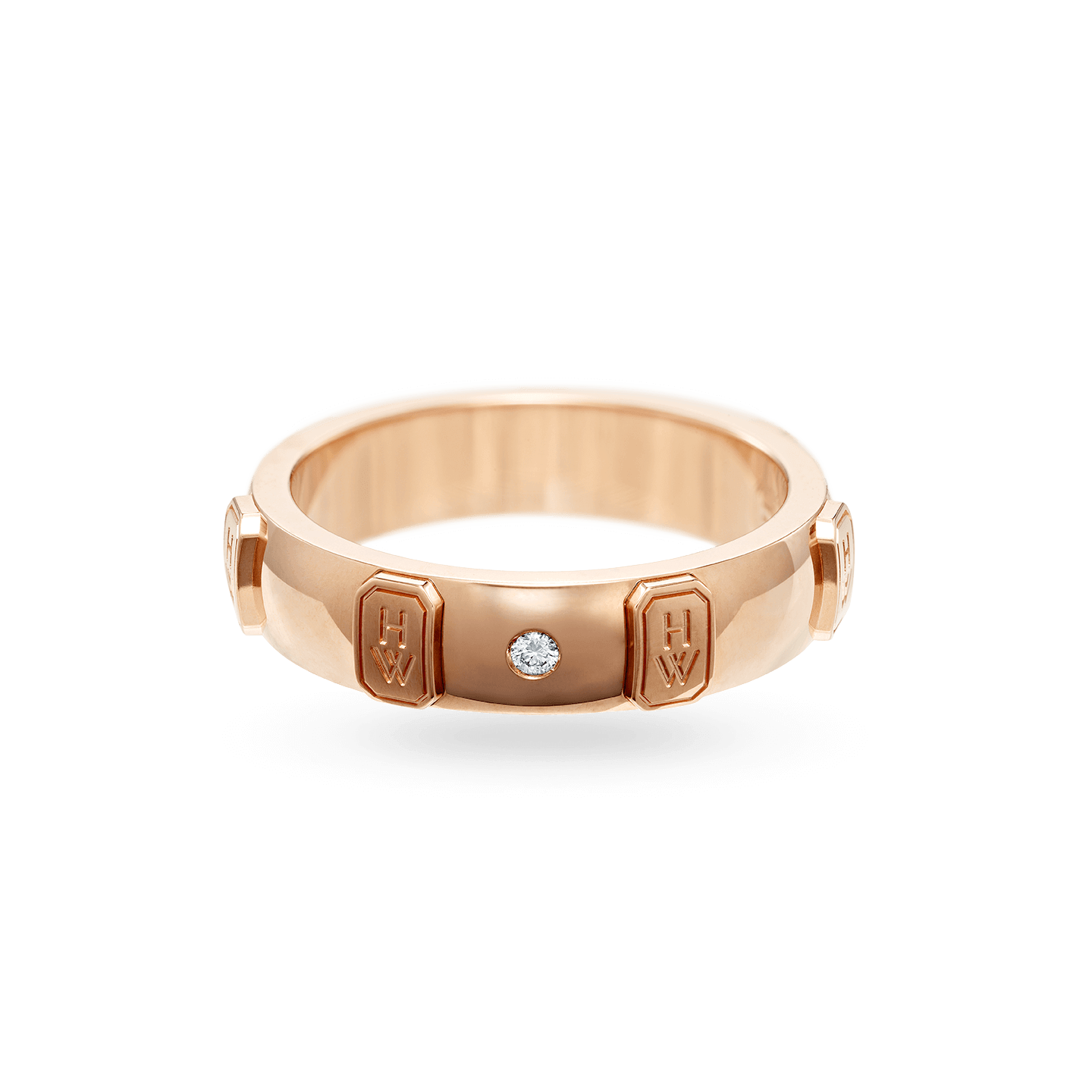 HW Logo玫瑰金单钻戒指 | Harry Winston