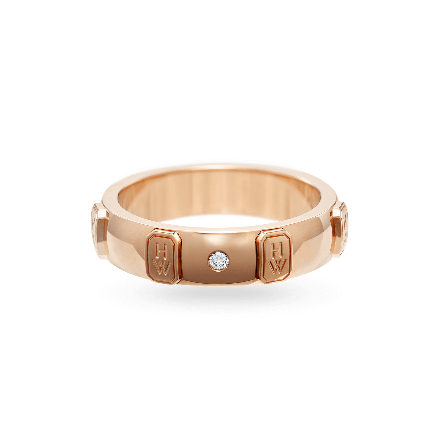 HW Logo玫瑰金单钻戒指 | Harry Winston