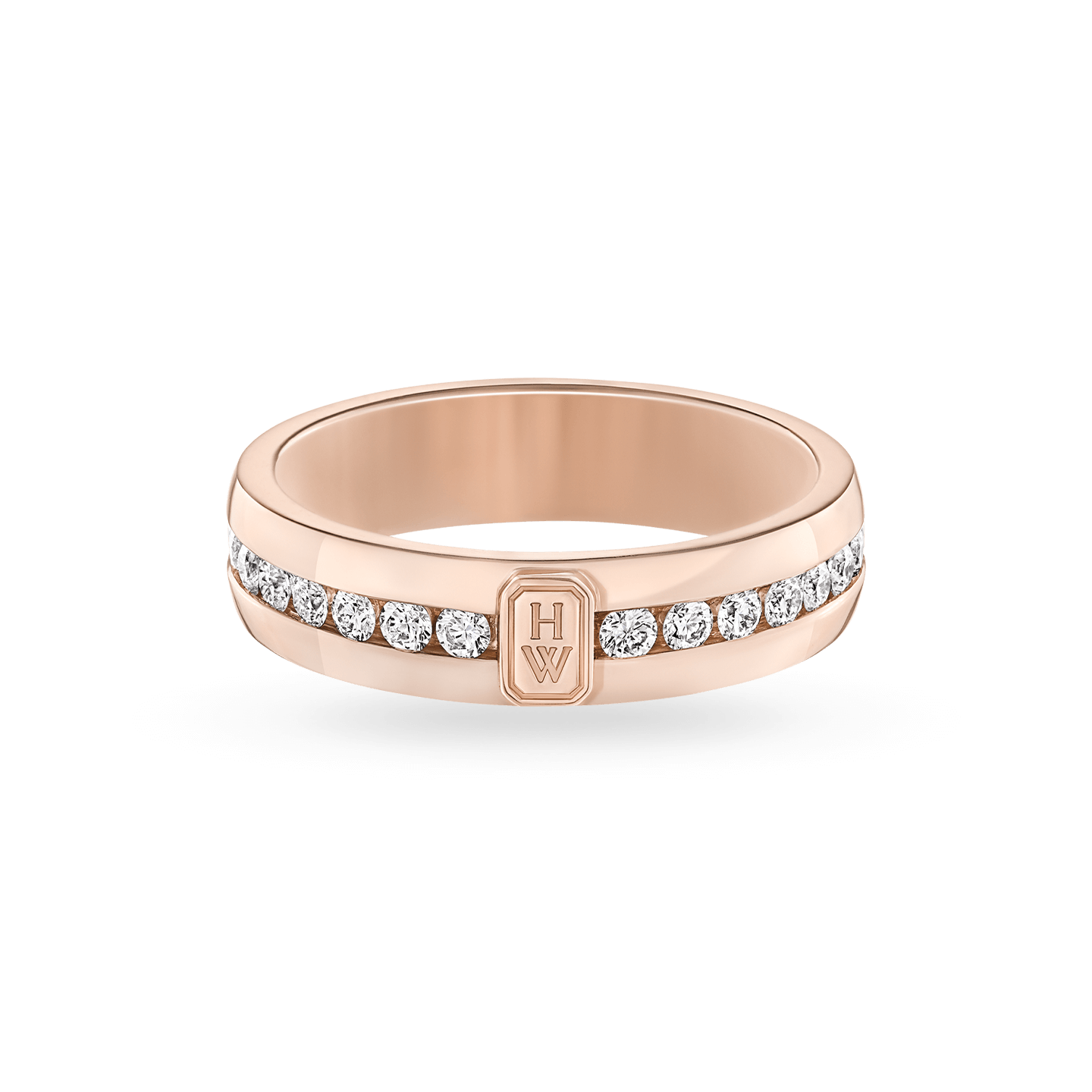 HW Logo Band Ring, Rose Gold | Harry Winston
