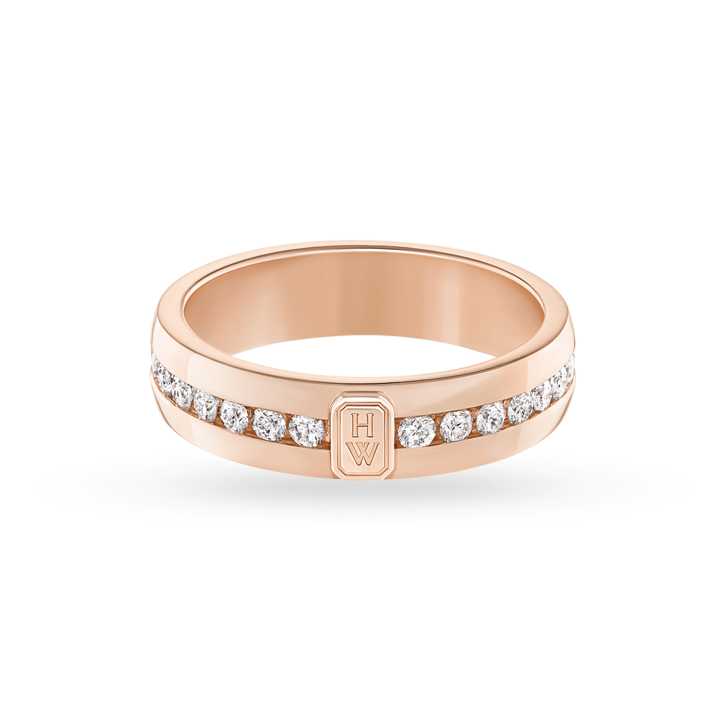 HW Logo玫瑰金鑽石戒指 | Harry Winston