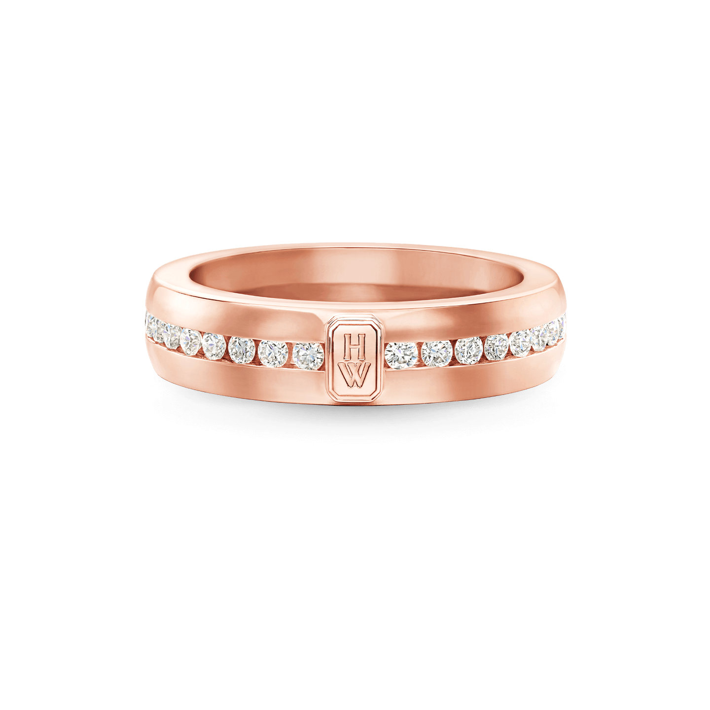 HW Logo玫瑰金鑽石戒指 | Harry Winston