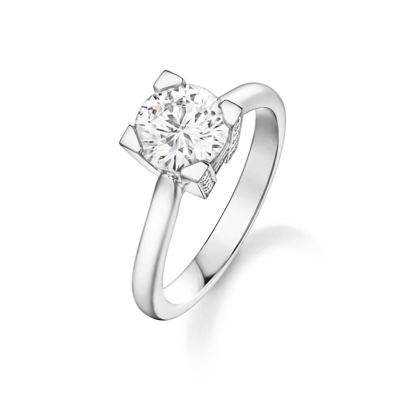 HW Logo極細微密釘鑲嵌訂婚鑽戒 | Harry Winston